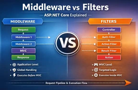 Middleware vs Filters in ASP.NET Core – Differences & Examples